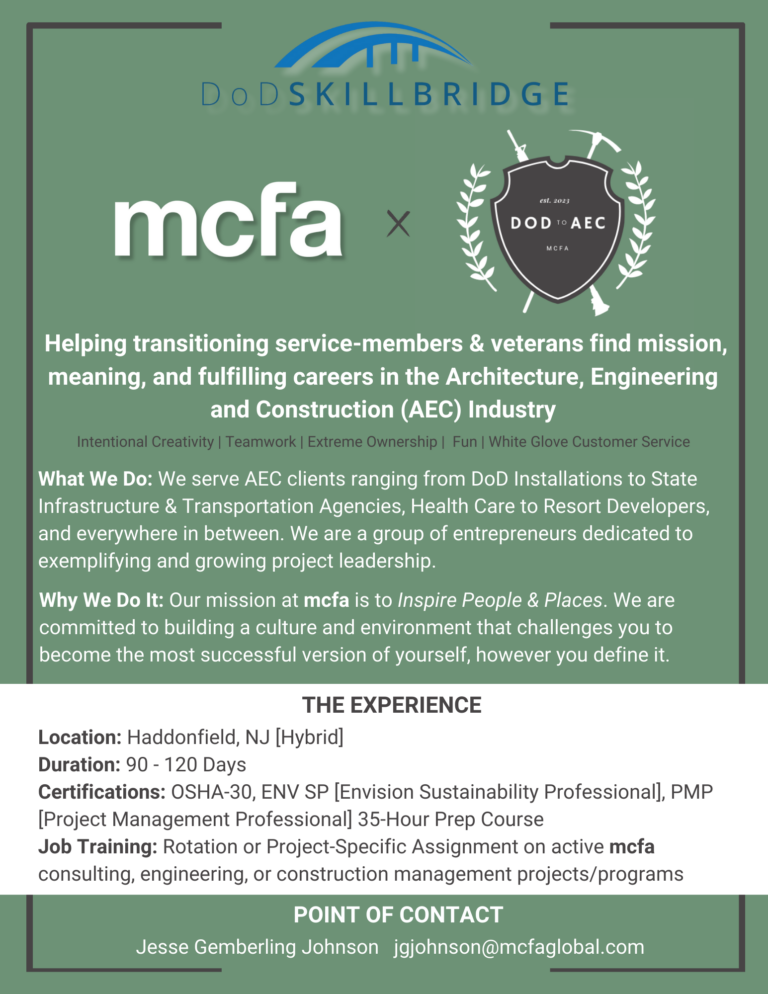 SkillBridge Program Opportunities - MCFA